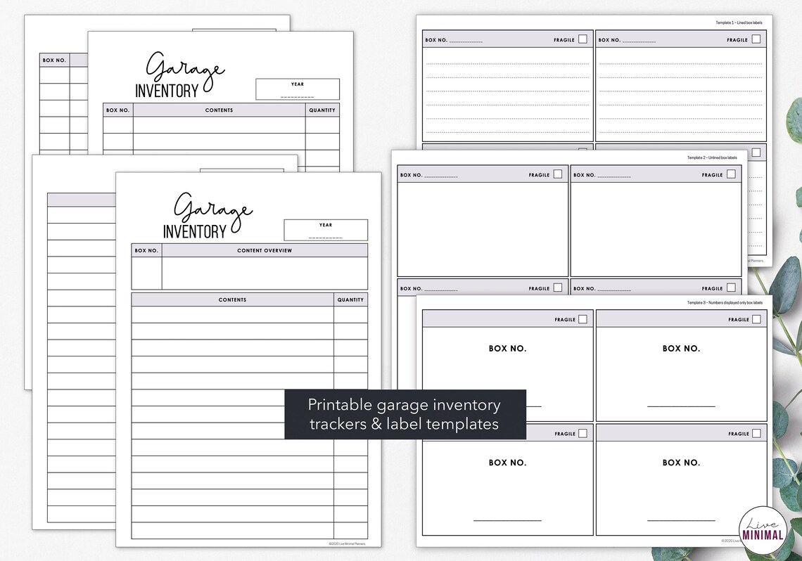 Home Inventory Trackers Printable Garage Inventory Home - Etsy