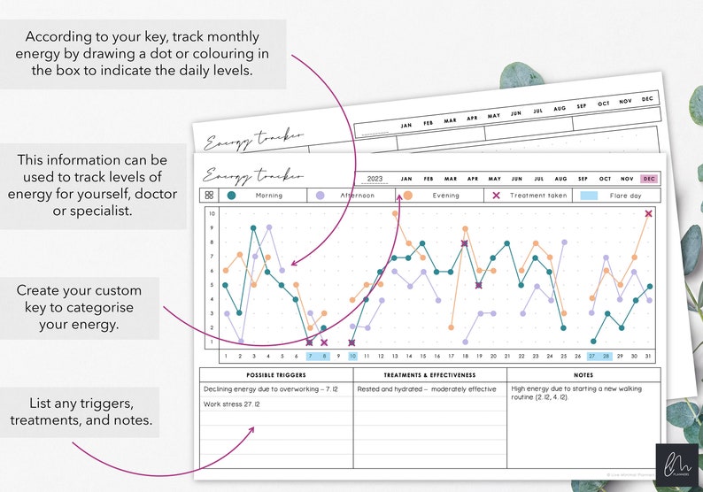 Printable and Fillable Monthly Energy Level Tracker | Track Daily ...