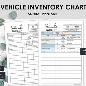 Vehicle Inventory Charts | List Vehicle Related Items in a Printable ...