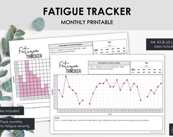 Printable Monthly Fatigue Tracker Track Monthly Fatigue | Etsy