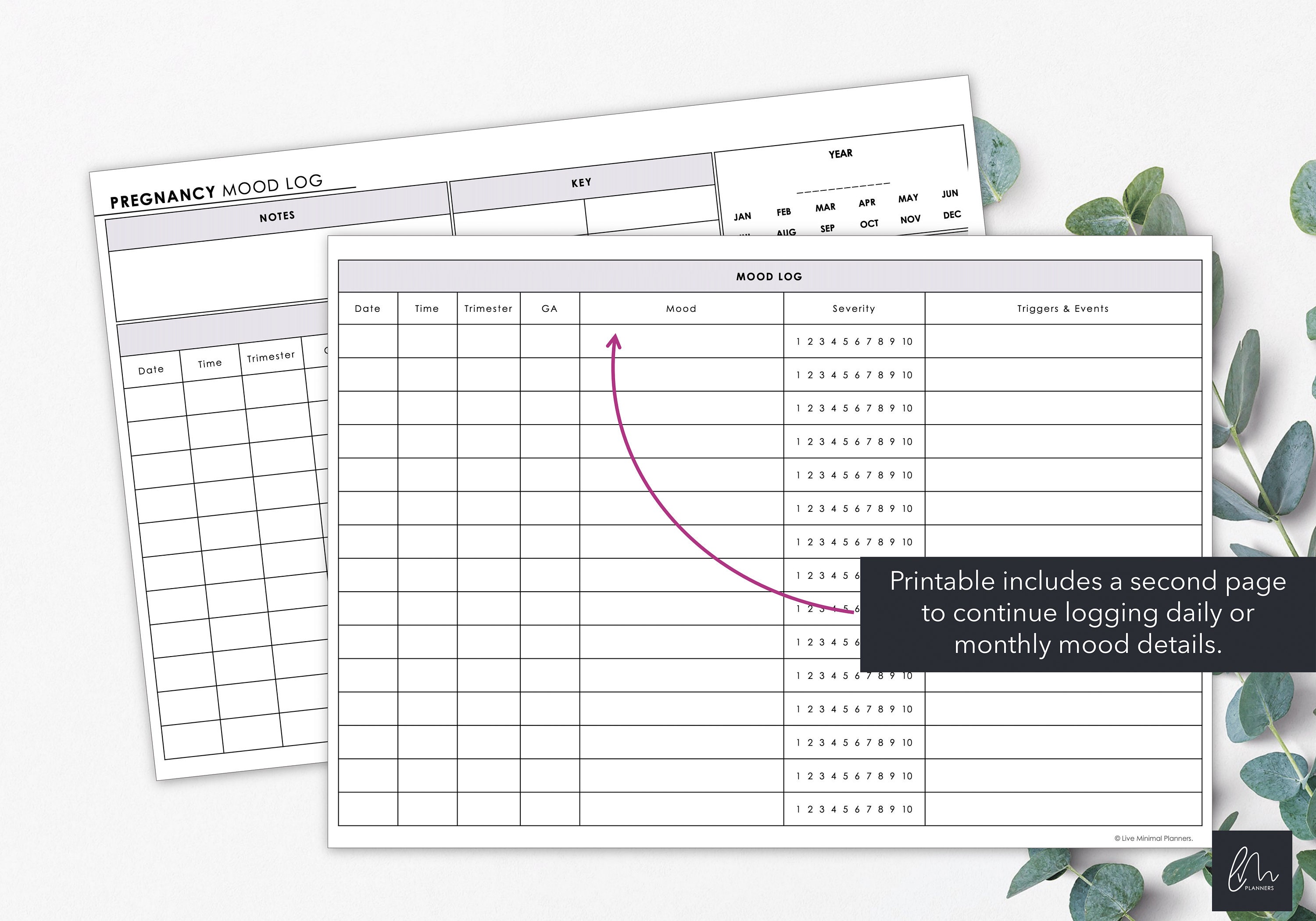 Pregnancy Mood Log Track Daily Mood & Monitor Causes of Mood - Etsy