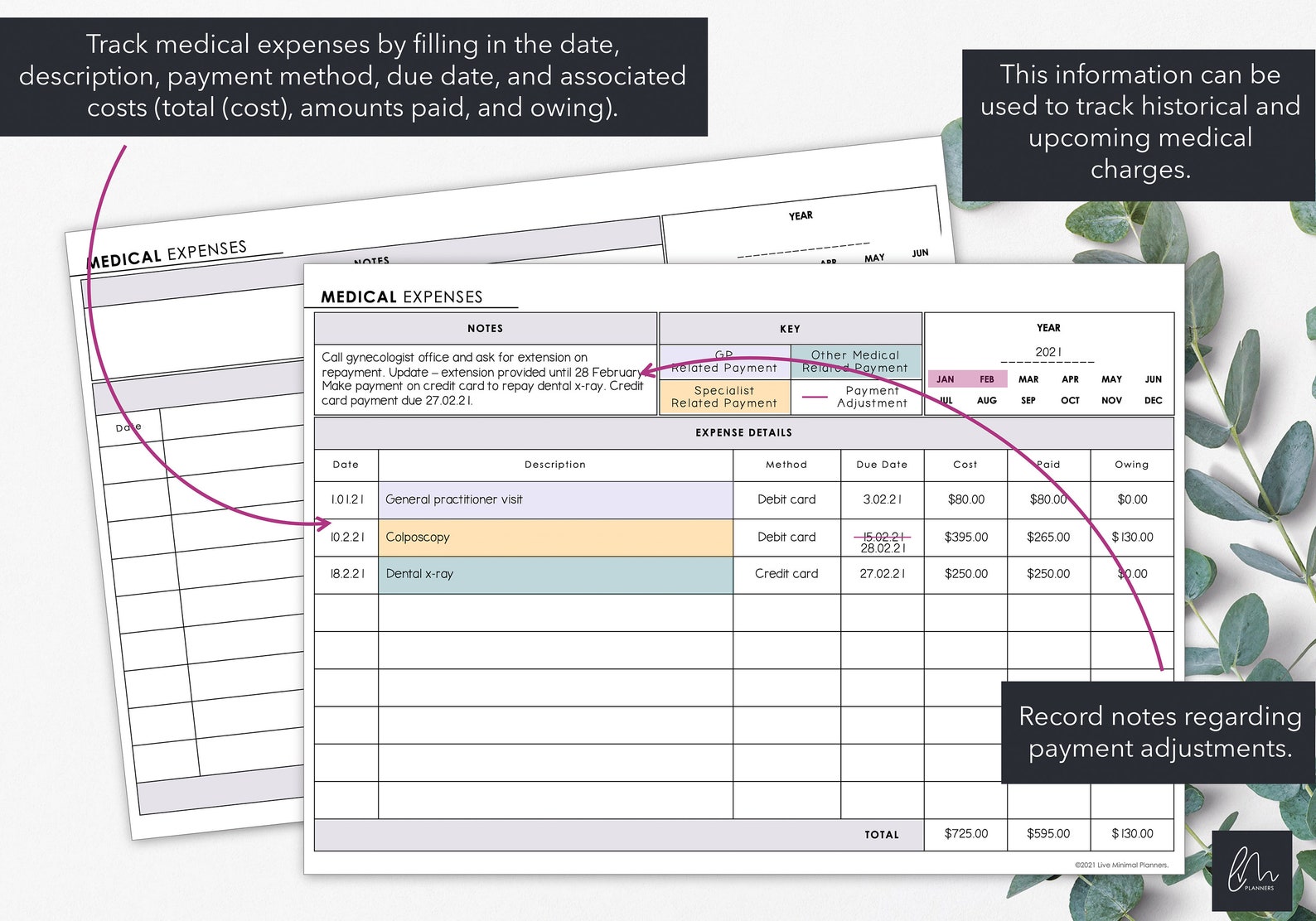 Printable Medical Expense Chart Manage & Track Medical or - Etsy