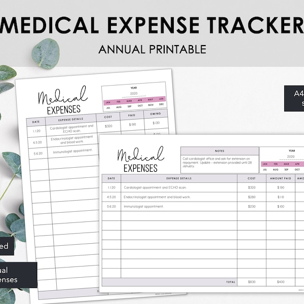 Medical Expense Tracker Printable - Etsy
