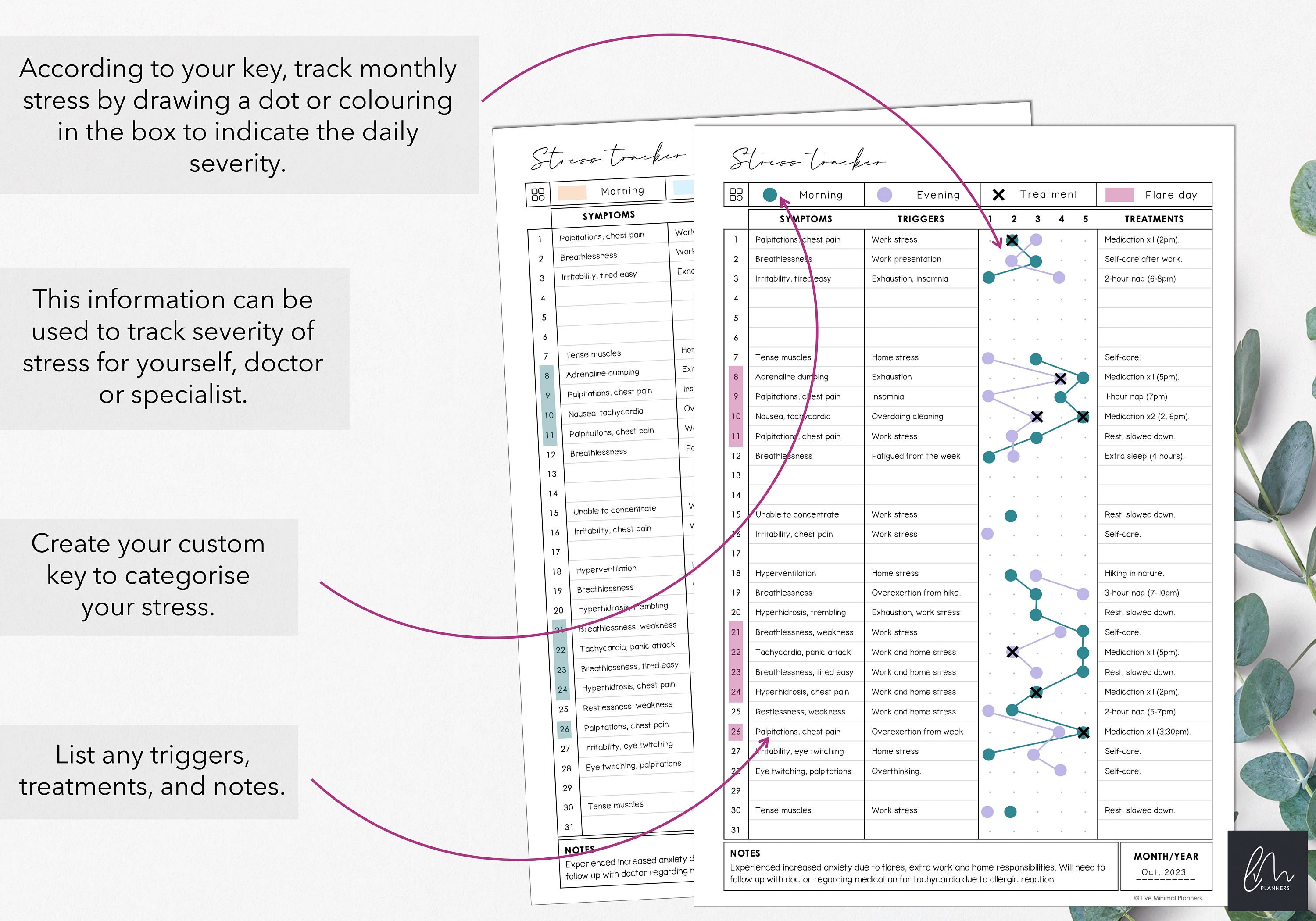 Printable and Fillable Monthly Stress Severity Trackers Track Daily ...