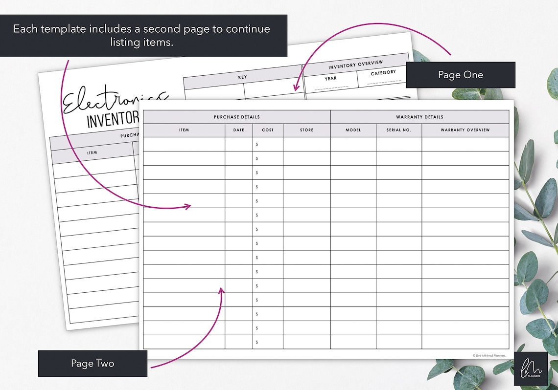 Electronics Inventory Charts List Electronic Items in a | Etsy