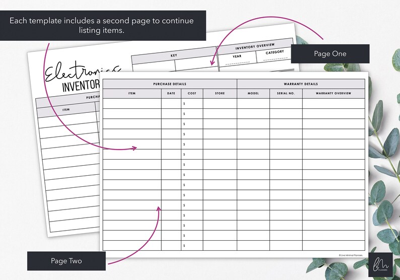 Electronics Inventory Charts List Electronic Items in a | Etsy
