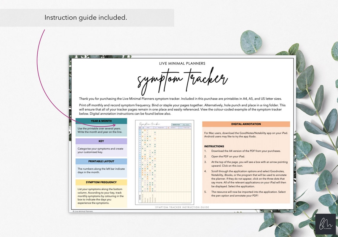 Printable Vertical Health and Symptom Tracker, Chart Daily Symptom ...
