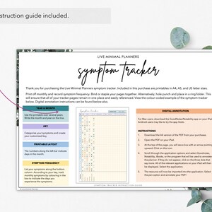 Printable Vertical Health and Symptom Tracker, Chart Daily Symptom ...