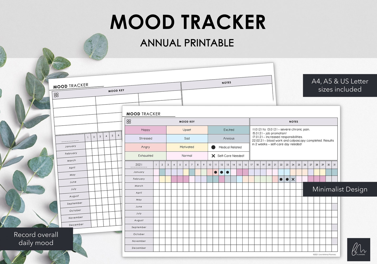 Printable Annual Mood Tracker | Track Daily Mood & Monitor Causes of ...