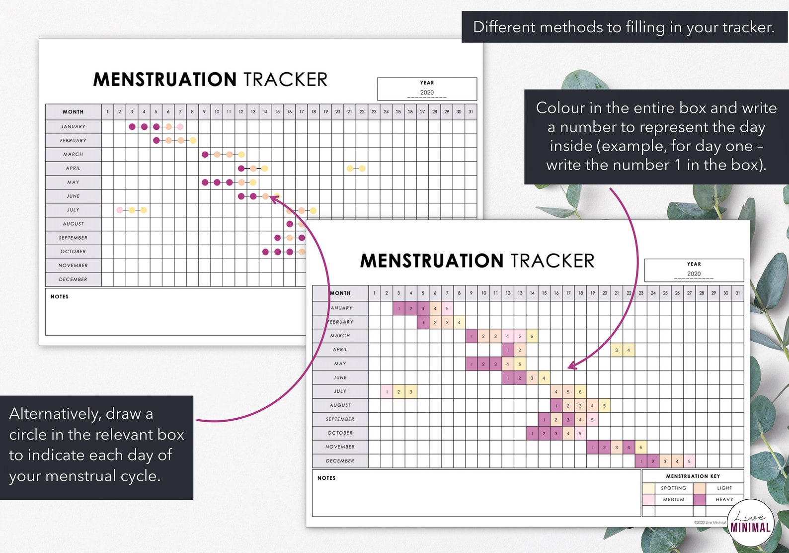 Printable Period Tracker | Track Annual Menstruation | Monthly ...