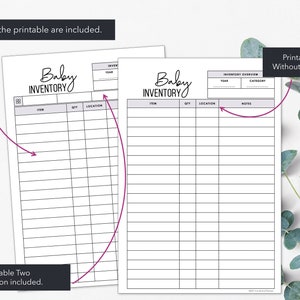 Nursery Inventory Charts List Baby Related Items in a | Etsy