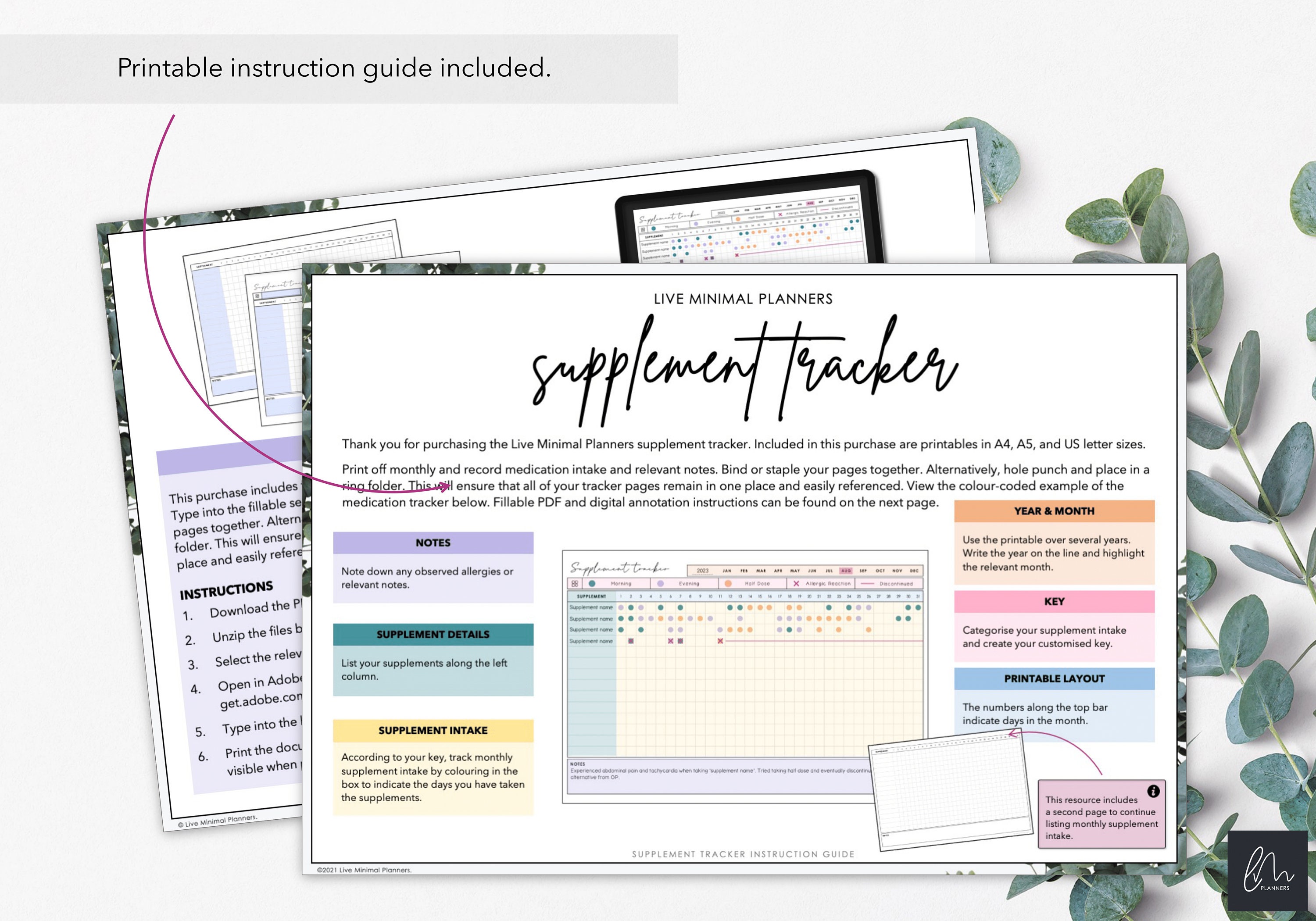 Printable and Fillable Monthly Supplement Tracker | Chart & Manage ...