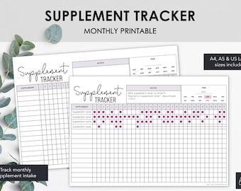 Printable Supplement Tracker Chart & Manage Monthly | Etsy