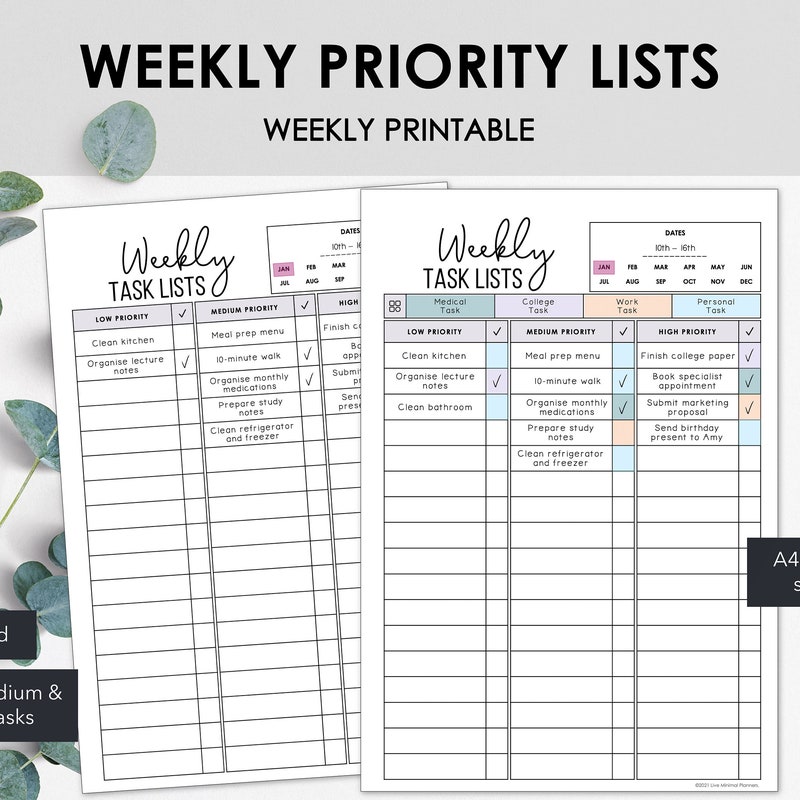 Weekly Task List Printable - Etsy