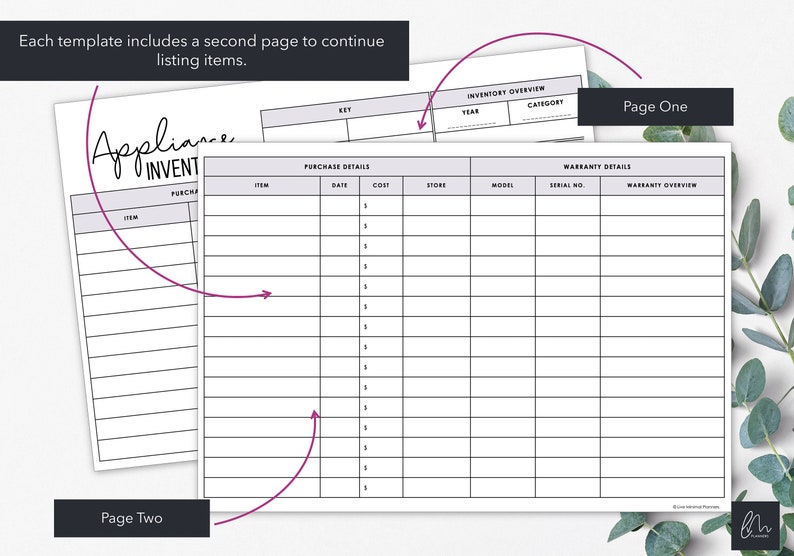 Appliance Inventory Charts | List Appliance Items in a Printable ...