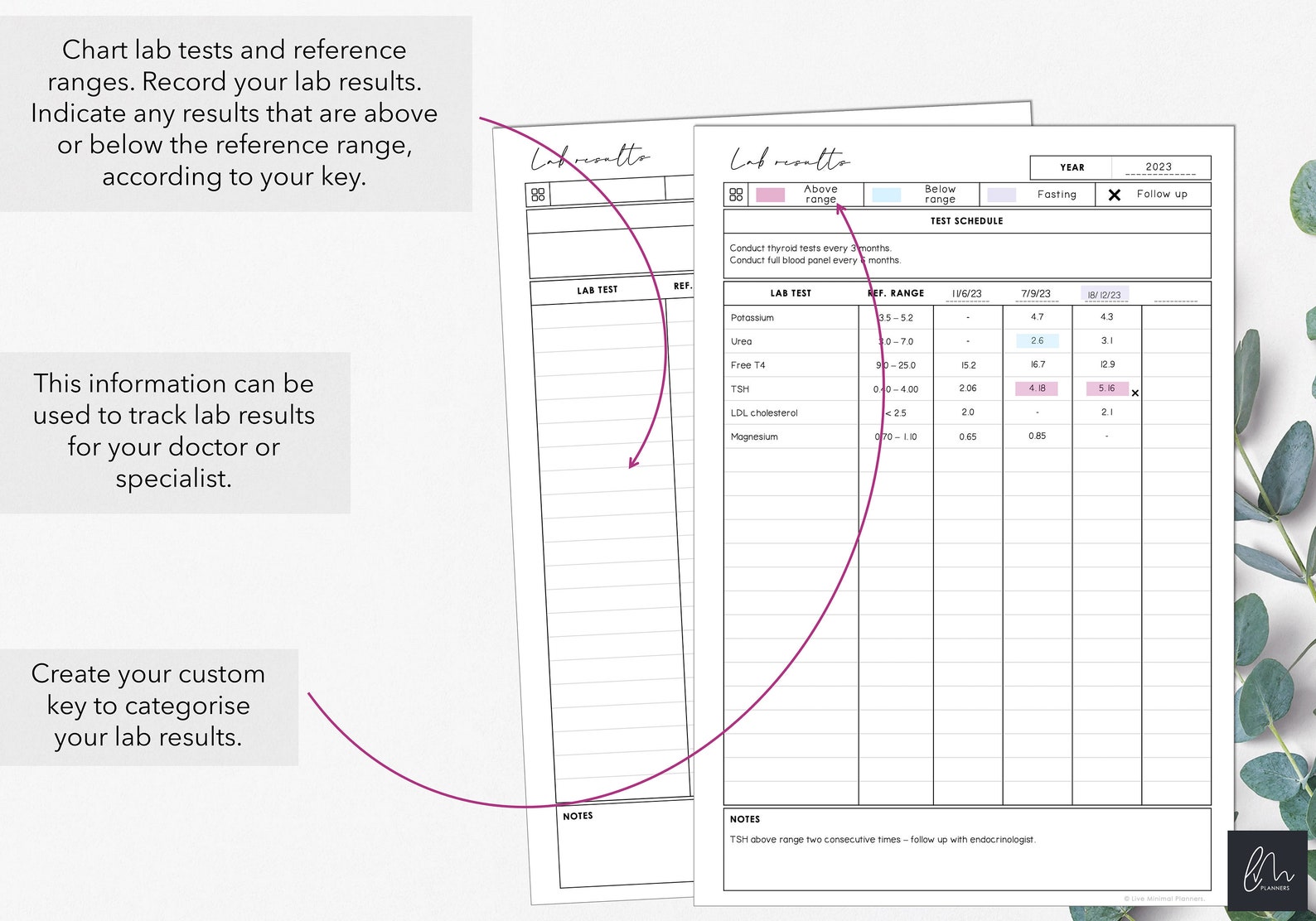 Printable and Fillable Medical Test Log or Lab Results Tracker, Chart ...