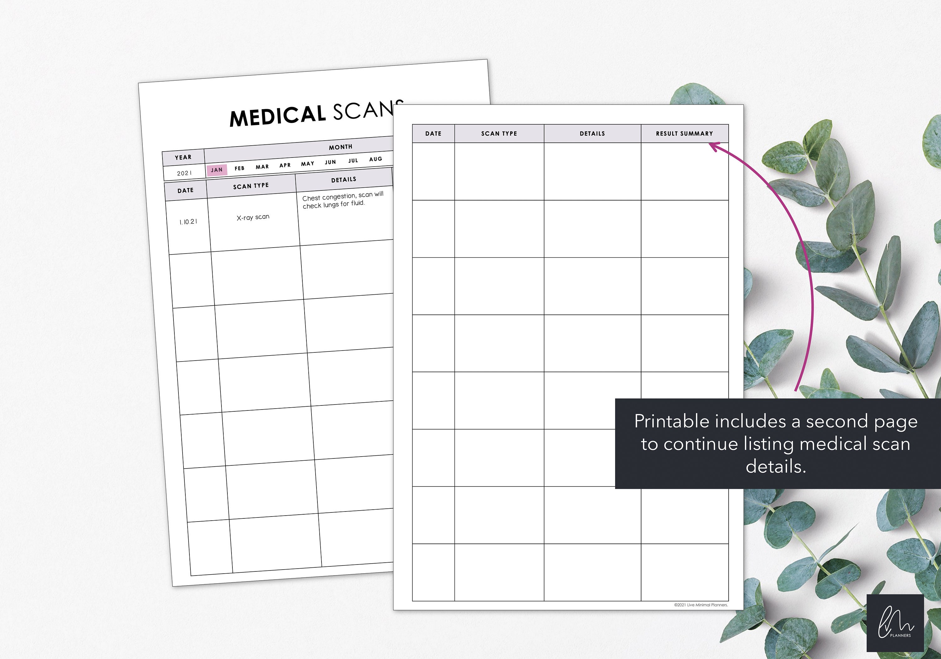 Medical Scan Chart | Printable Historical & Future Medical Scan Tracker ...