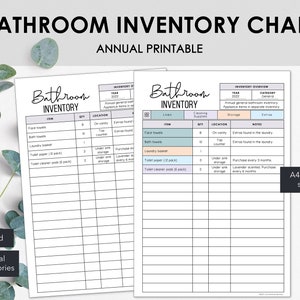 Bathroom Inventory Charts | List Bathroom Related Items in a Printable ...