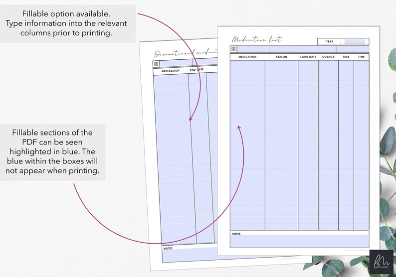 Printable and Fillable Medication Lists – Manage Current & Discontinued ...