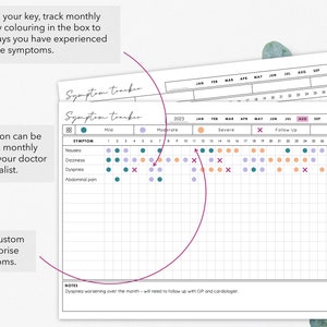Printable and Fillable Monthly Symptom Tracker to Chart Monthly Symptom ...