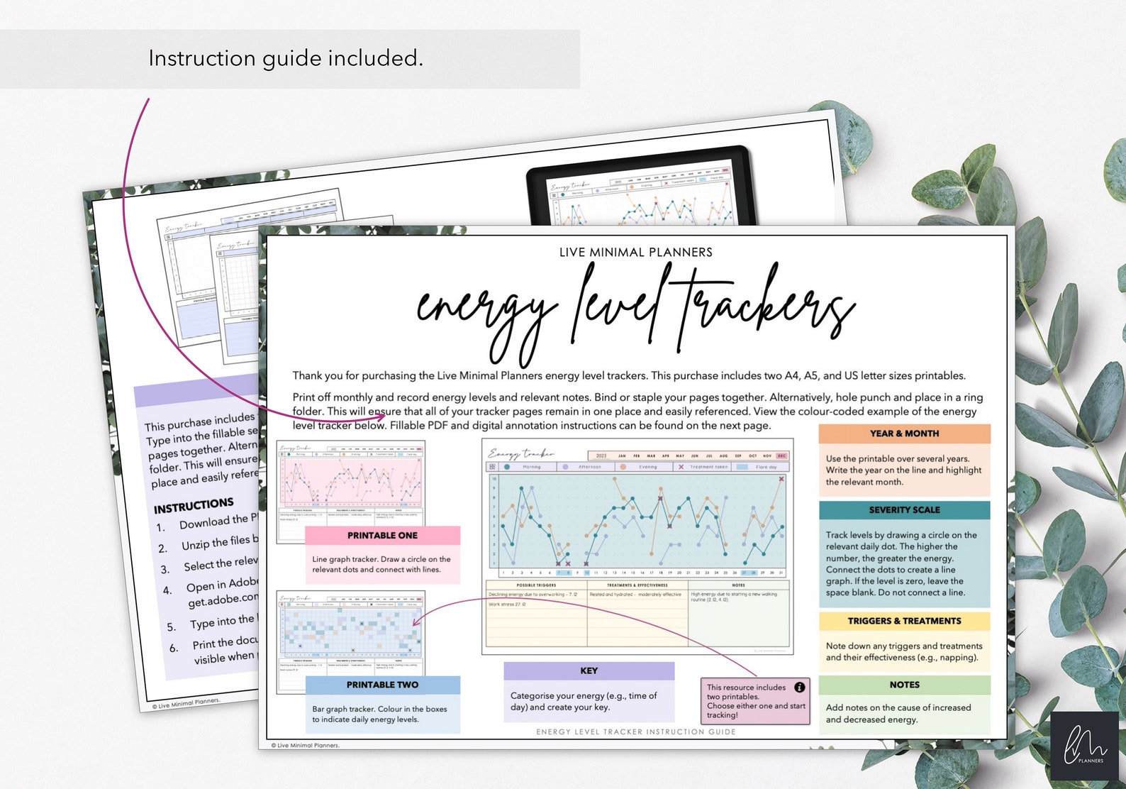 Printable and Fillable Monthly Energy Level Tracker | Track Daily ...