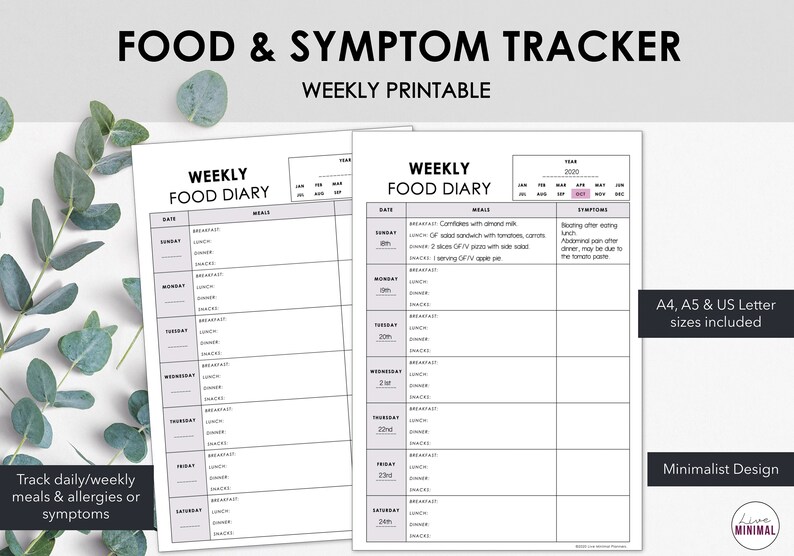 Food and Symptom Tracker | Track Meals and Allergies | Minimalist ...