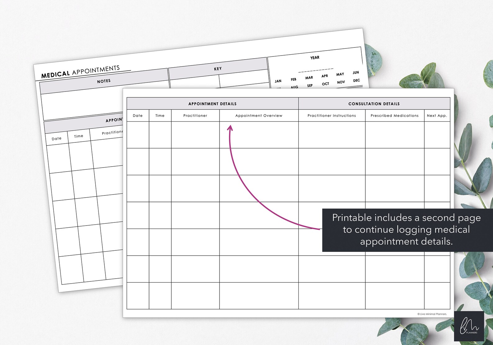 Medical Appointment Chart Printable | List Annual Medical Appointment ...