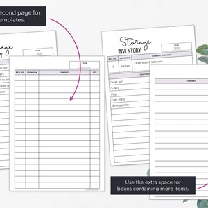 Storage Inventory Trackers Printable | Home Inventory | Moving Home ...