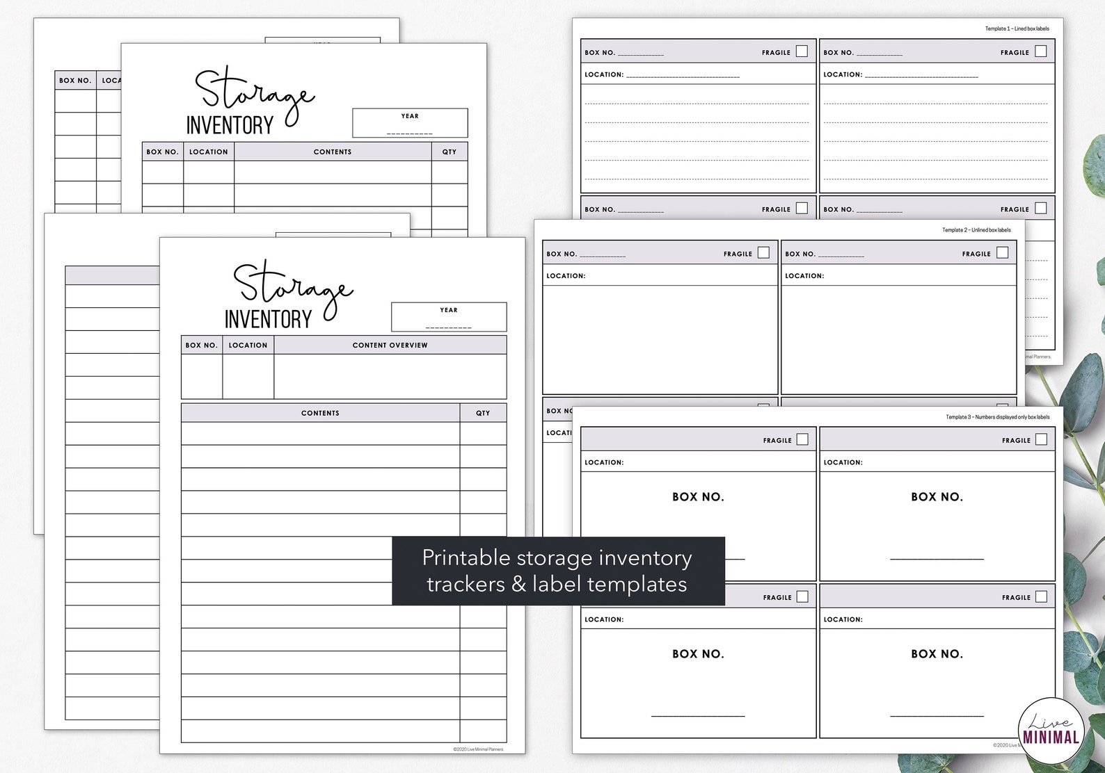 Storage Inventory Trackers Printable | Home Inventory | Moving Home ...