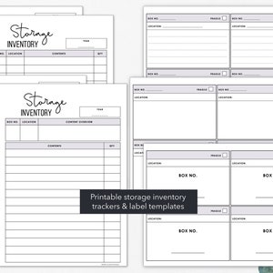 Storage Inventory Trackers Printable | Home Inventory | Moving Home ...