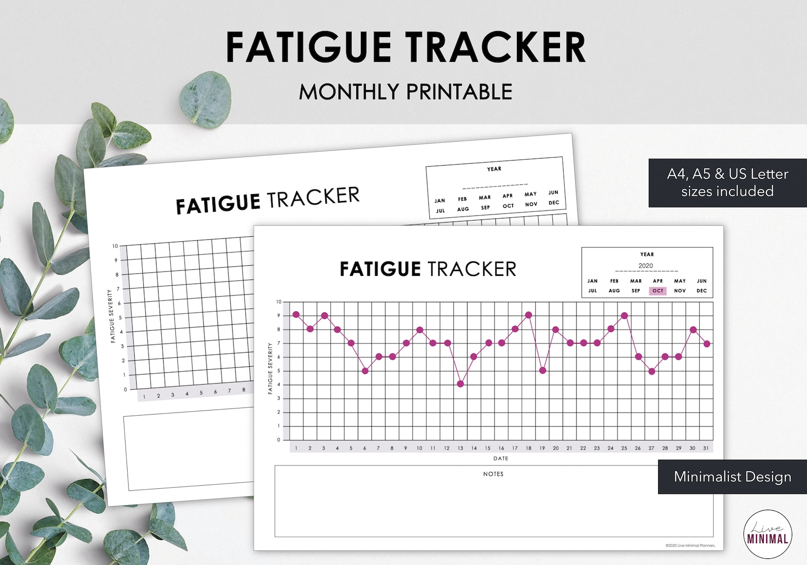 Printable Monthly Fatigue Tracker Track Monthly Fatigue | Etsy