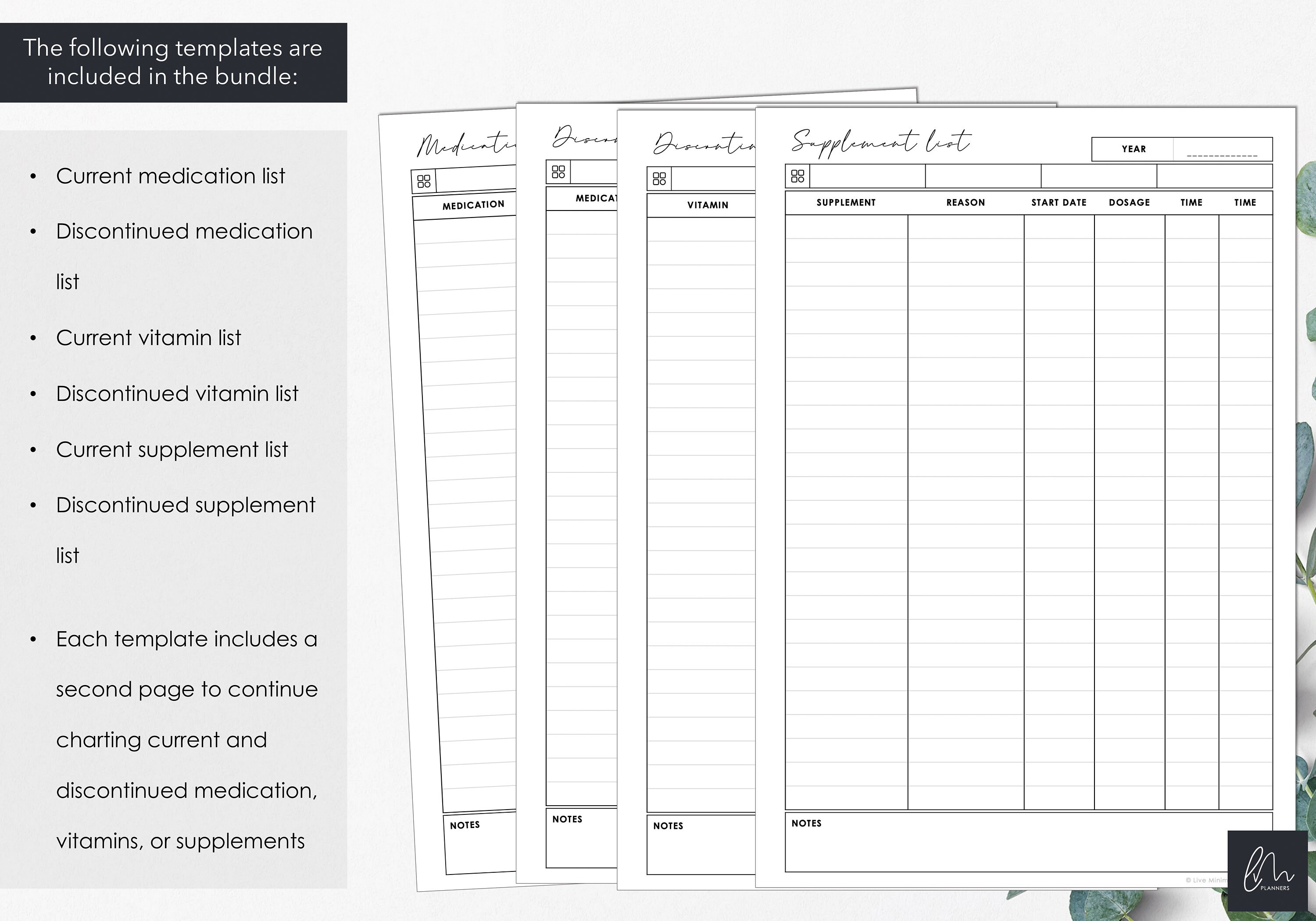Printable and Fillable Medication, Vitamin, and Supplement Chart ...