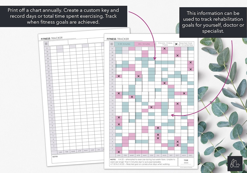 Annual Fitness Tracker Printable Log Exercise or - Etsy