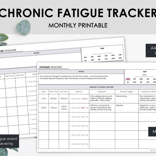 Printable Chronic Fatigue Tracker Track Fatigue Events - Etsy