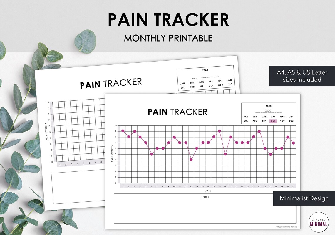 Printable Pain Tracker Track Monthly Pain Severity | Etsy