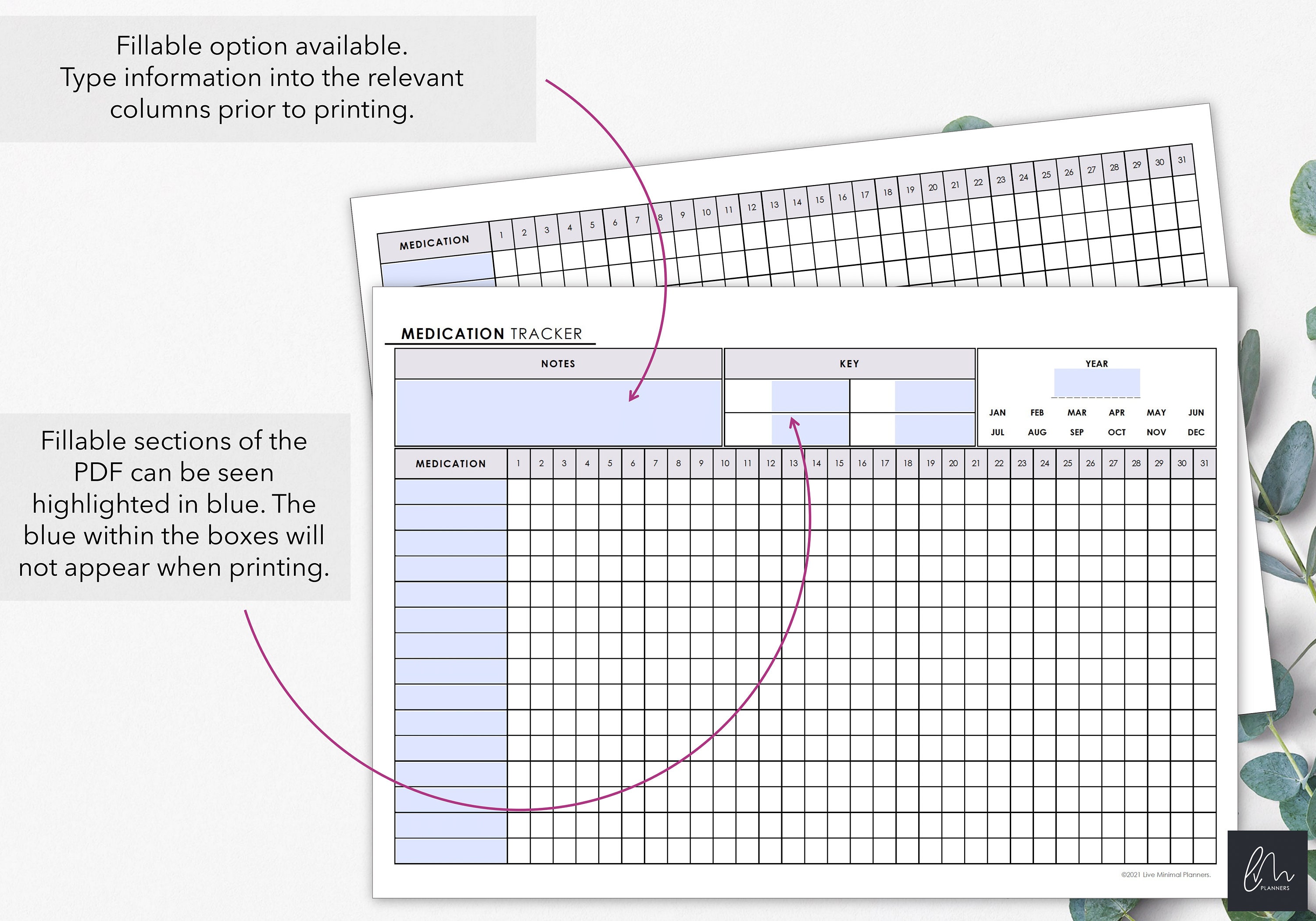Printable and Fillable Medication Tracker to Chart Monthly Medication ...
