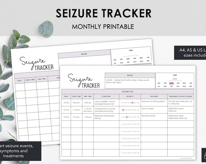 Seizure Tracking Kit, Seizure Diary, Medical Printables, Epilepsy - Etsy