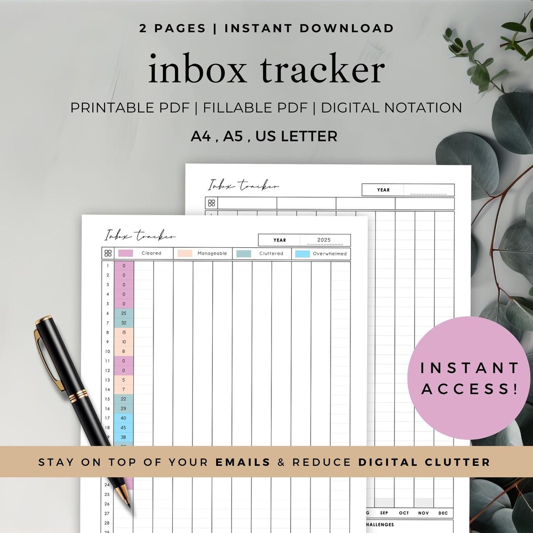 Printable and Fillable Inbox Tracker, A5 Printable Planner Insert ...