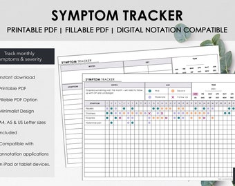 Printable and Fillable Monthly Symptom & Severity Tracker to Chart ...