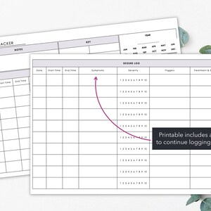 Monthly Seizure Tracker Printable | Chart Symptoms & Severity of ...