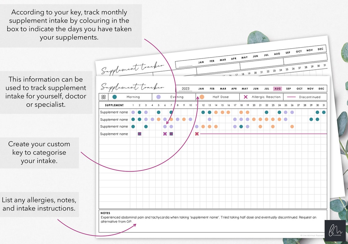 Printable and Fillable Monthly Supplement Tracker | Chart & Manage ...