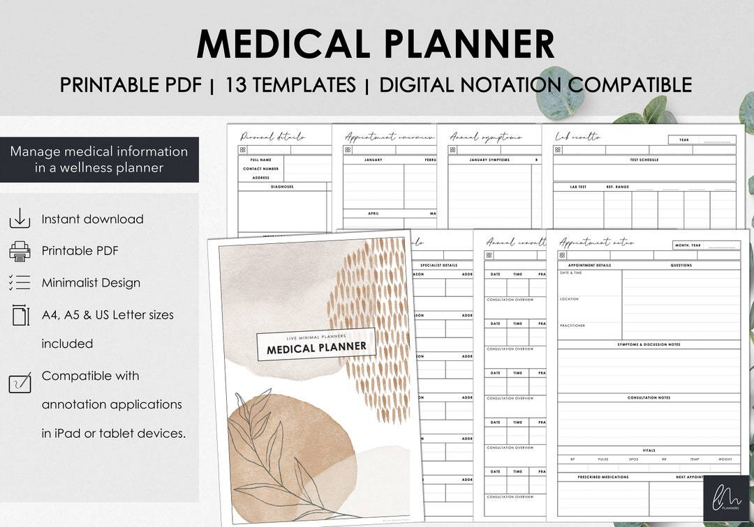 Chronic Illness Journal, Medical Health Planner, Manage Medical Notes ...