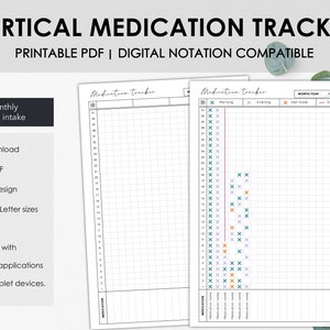 Printable Vertical Monthly Medication Tracker, Chart Monthly Medication ...