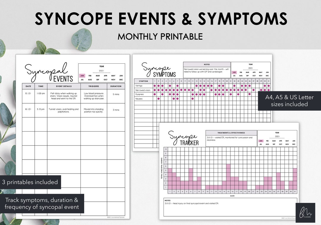 Syncope Trackers | Track Monthly Syncope Symptoms & Episodes ...