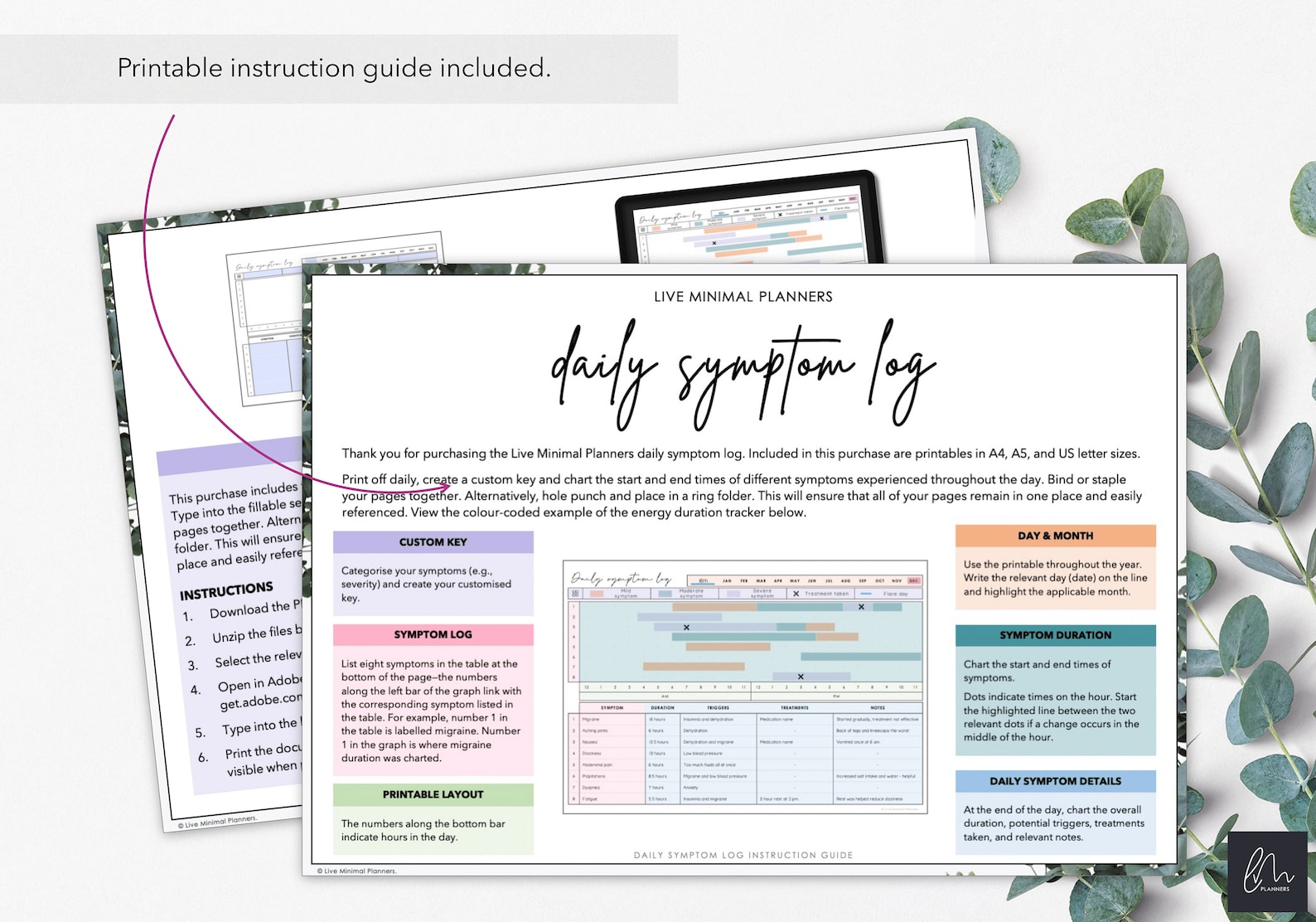 Printable and Fillable Daily Symptom Tracker to Chart Daily Symptom ...