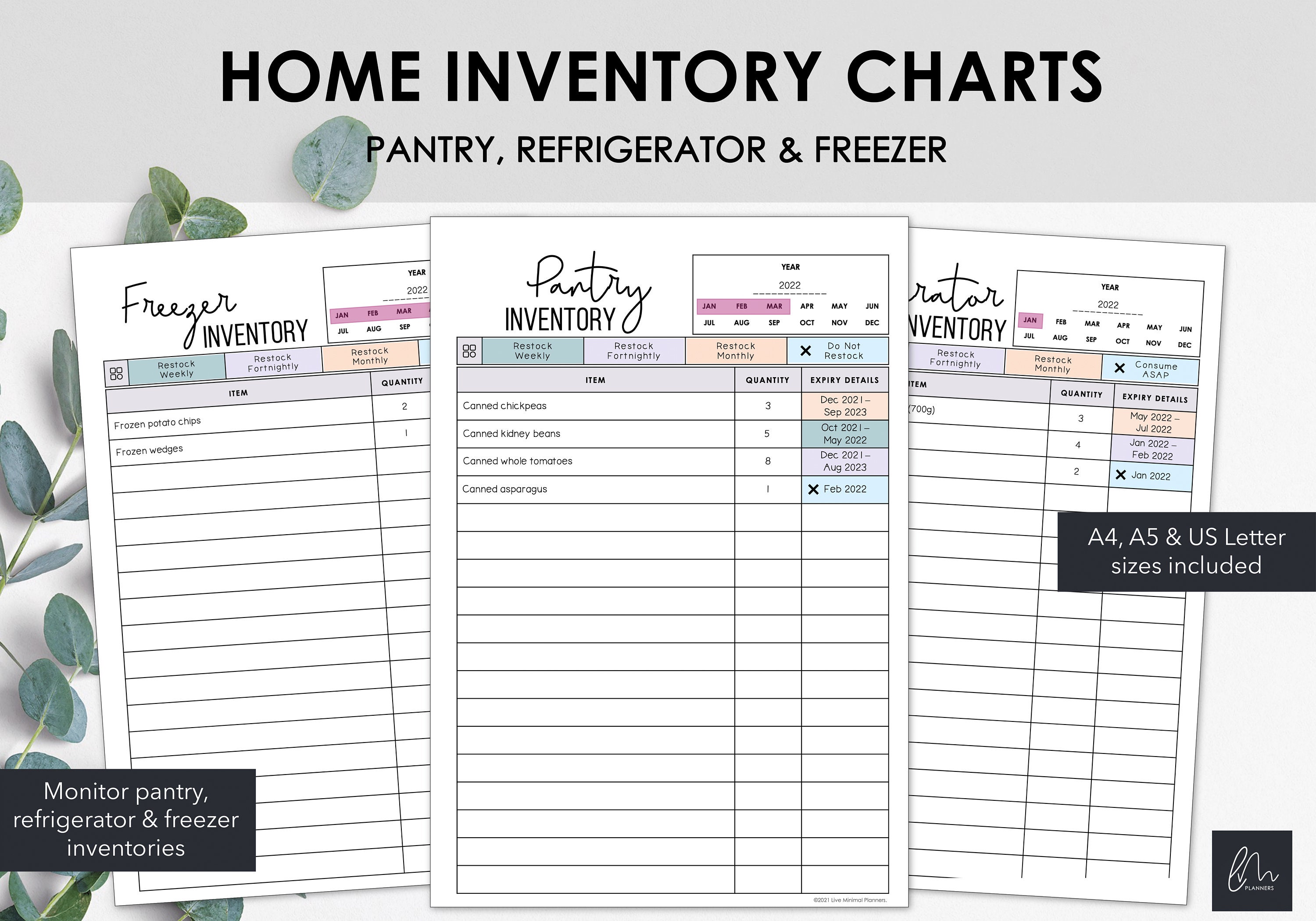 Home Inventory Trackers Printable | Chart Pantry Inventory | List ...