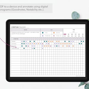 Printable and Fillable Monthly Symptom Tracker | Chart Monthly Symptom ...