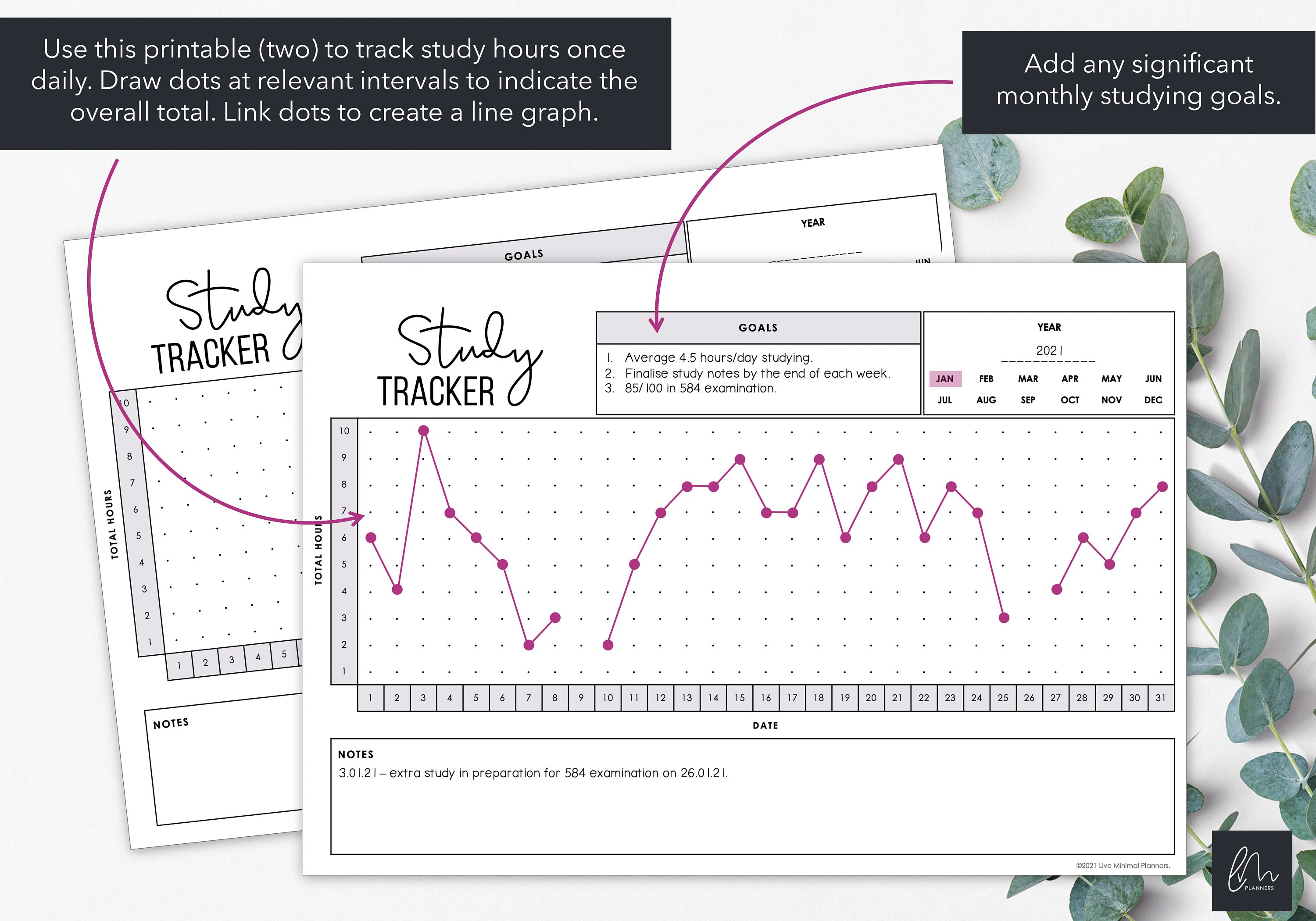 Study Tracker Manage Hours Spent Studying Monthly Printable College ...