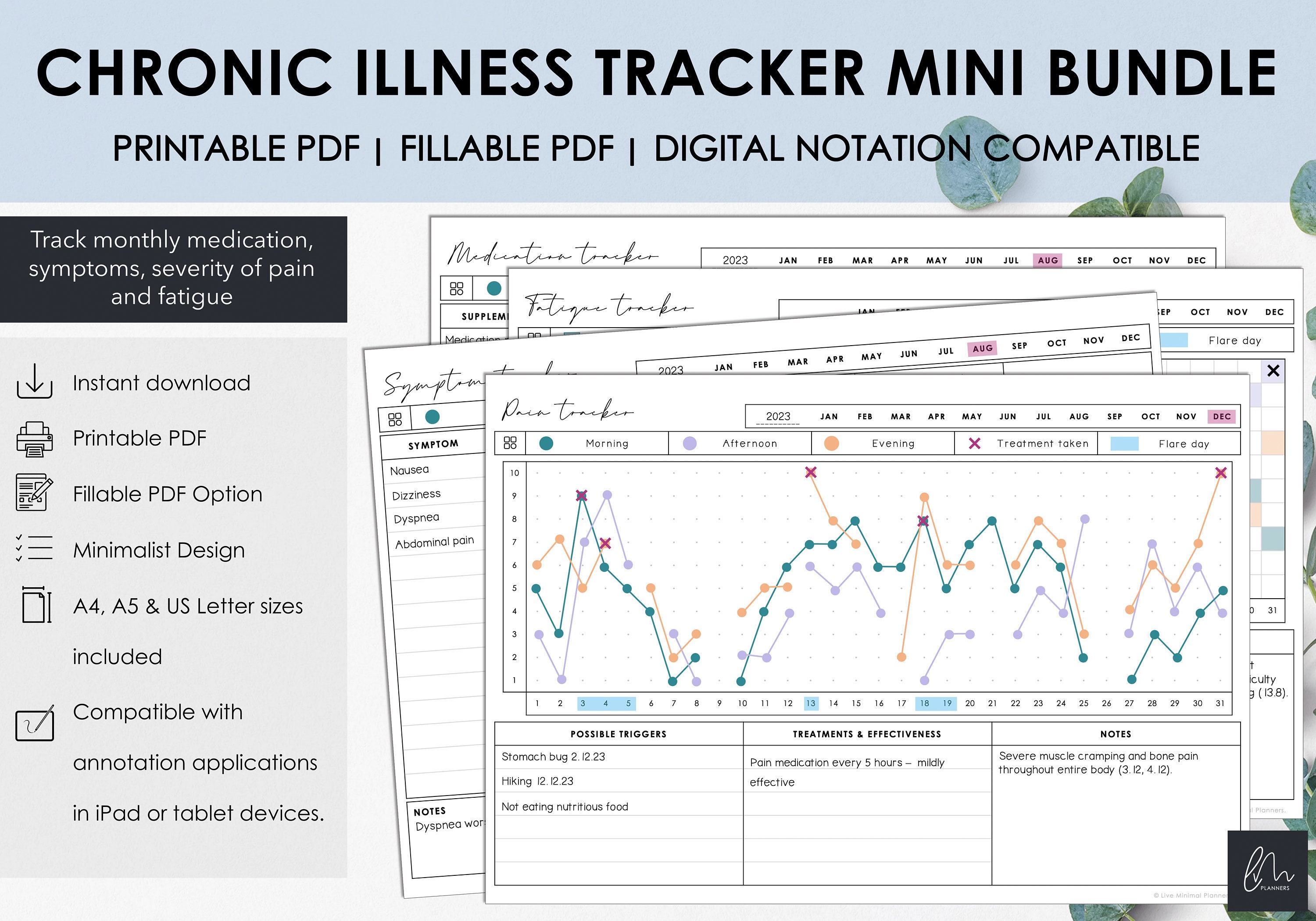 Printable and Fillable Chronic Illness Tracker Mini Bundle - Etsy UK