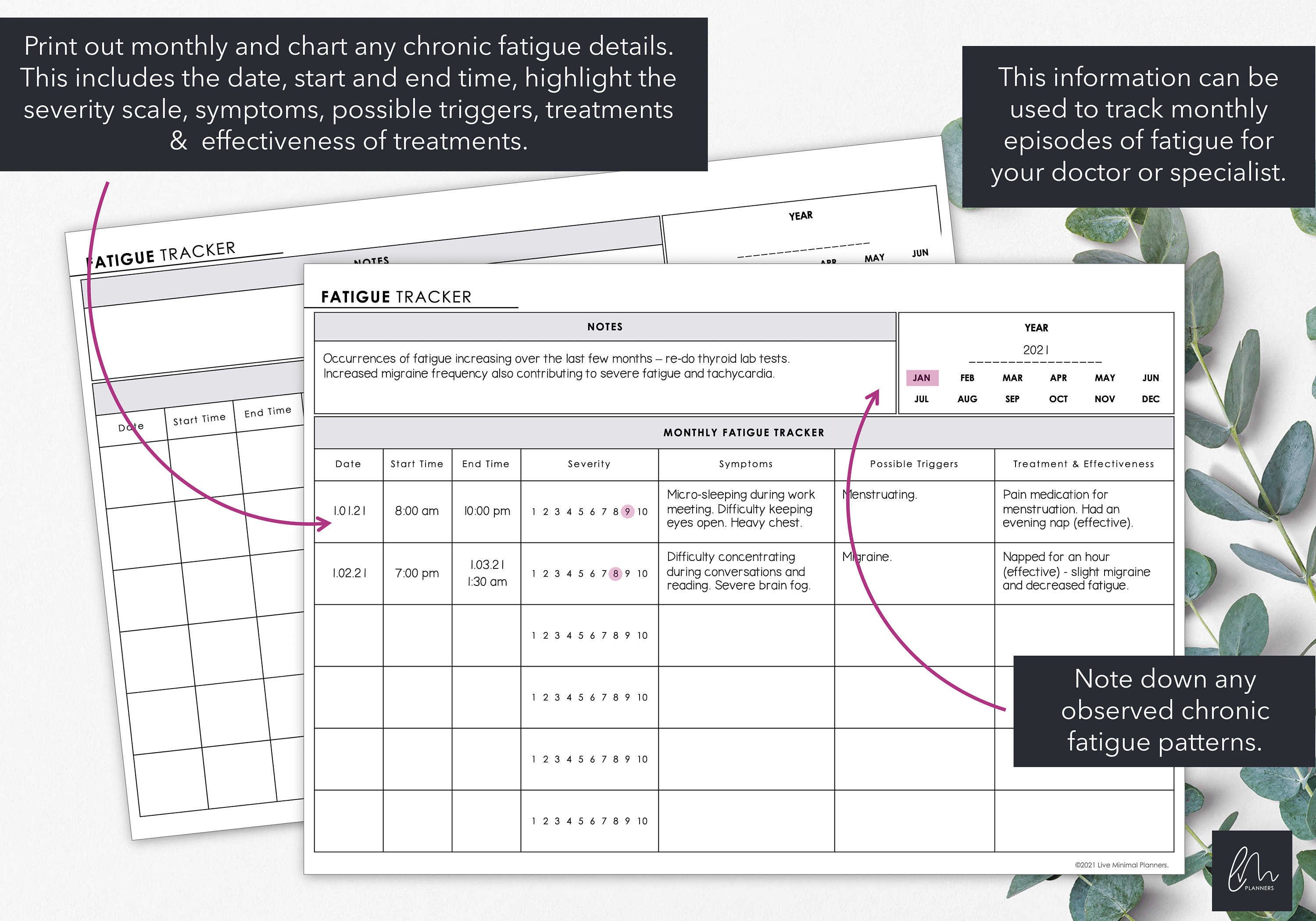 Printable Chronic Fatigue Tracker Track Fatigue Events - Etsy